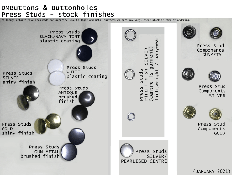 Press Studs – D.M. Buttons & Buttonholes